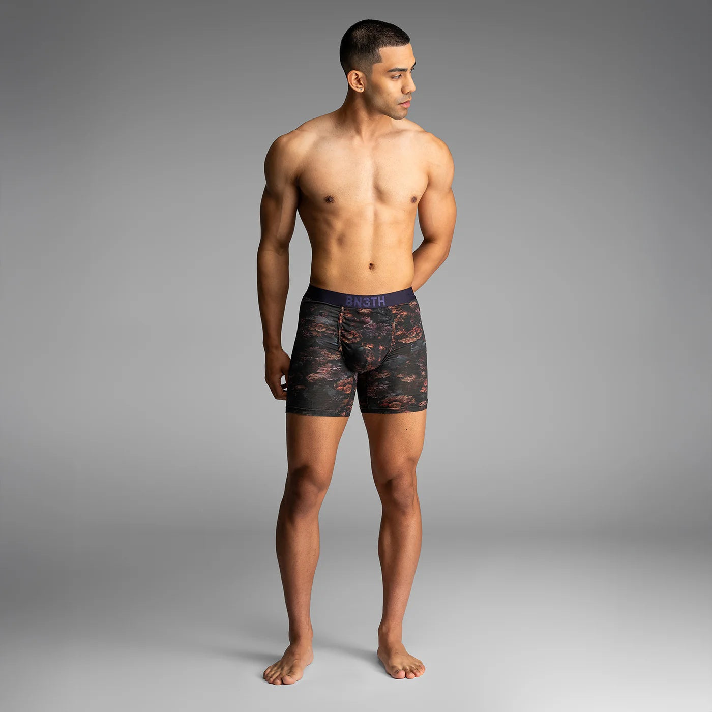 BN3TH MEN'S DARK FLORAL-DARK NAVY CLASSIC ICON BOXER BRIEF
