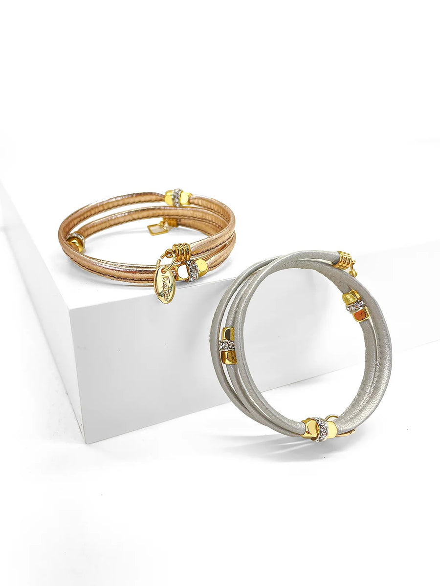 Design Fixation Coil Cube Expandable Bracelet - Gold