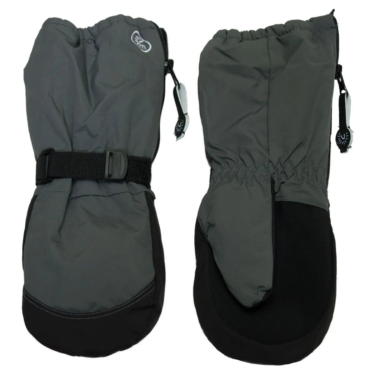 Calikids Kids Side Zipper Long Cuff Mitten - Charcoal