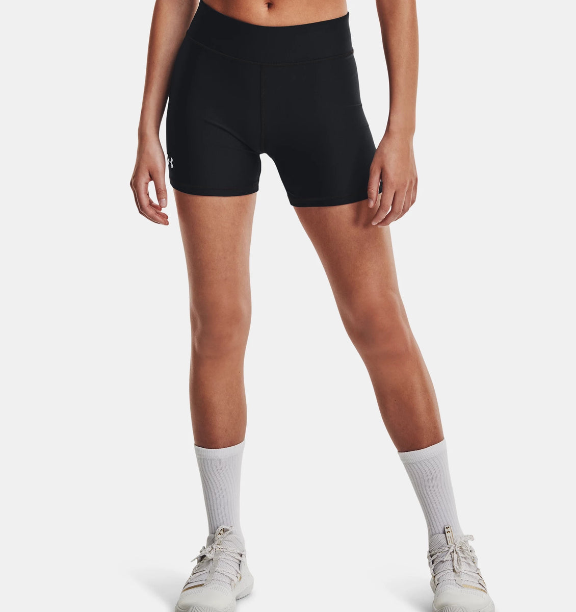Under Armour Women's UA Team Shorty 4" Shorts-Black / White, Midnight